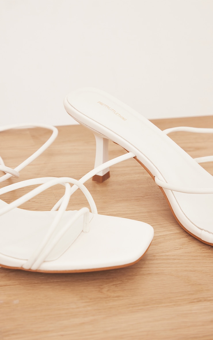 White Strappy Lace Up Low Heel Sandals | Footwear | PLT