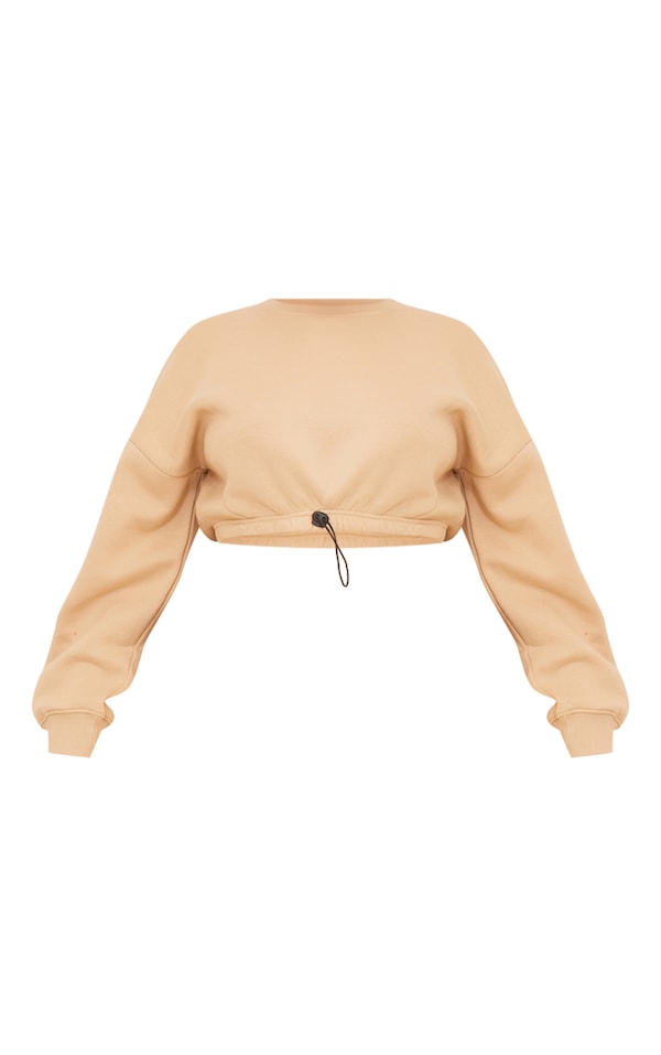 Plus Stone Toggle Hem Crop Sweatshirt | Prettylittlething Usa