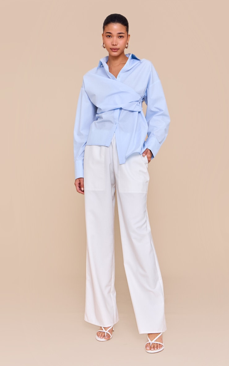 Light Blue Asymmetric Drape Shirt | Tops | PLT