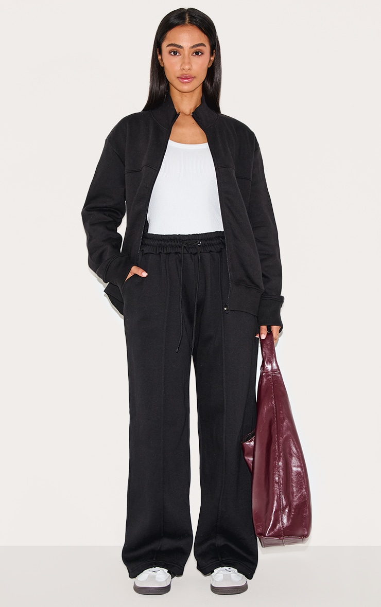 Petite Black Wide Leg Seam Detailed Sweatpants | Petite ...