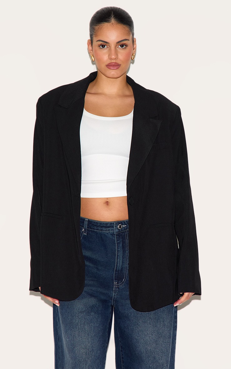Plus Extreme Black Exaggerated Collar Blazer | Plus Size | PLT