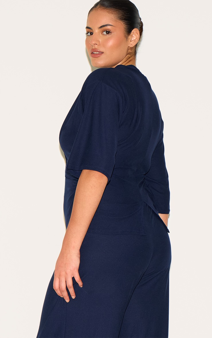 Plus Navy Ruched Oversized Short Sleeve T-shirt | Plus Size ...