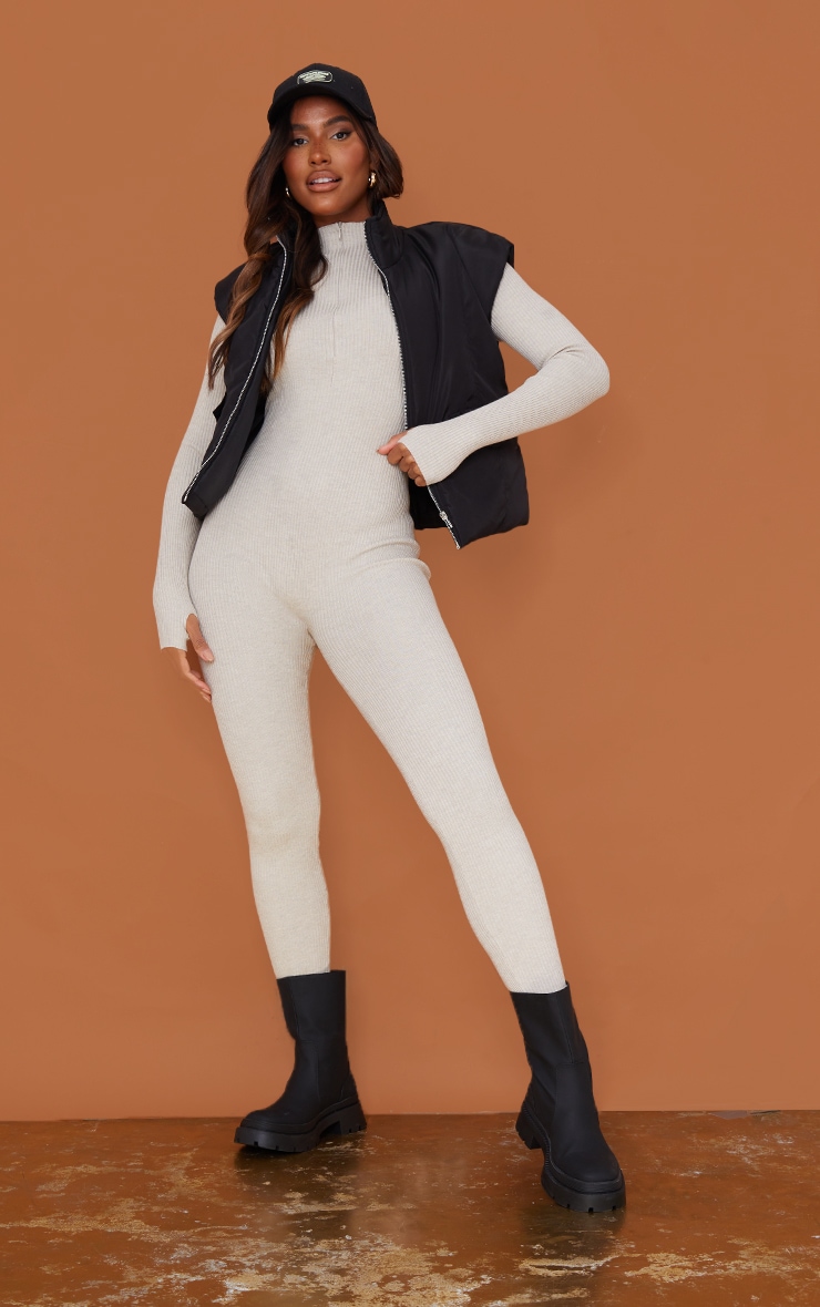 Stone Zip Detail Knitted Jumpsuit | Knitwear | PrettyLittleThing AUS