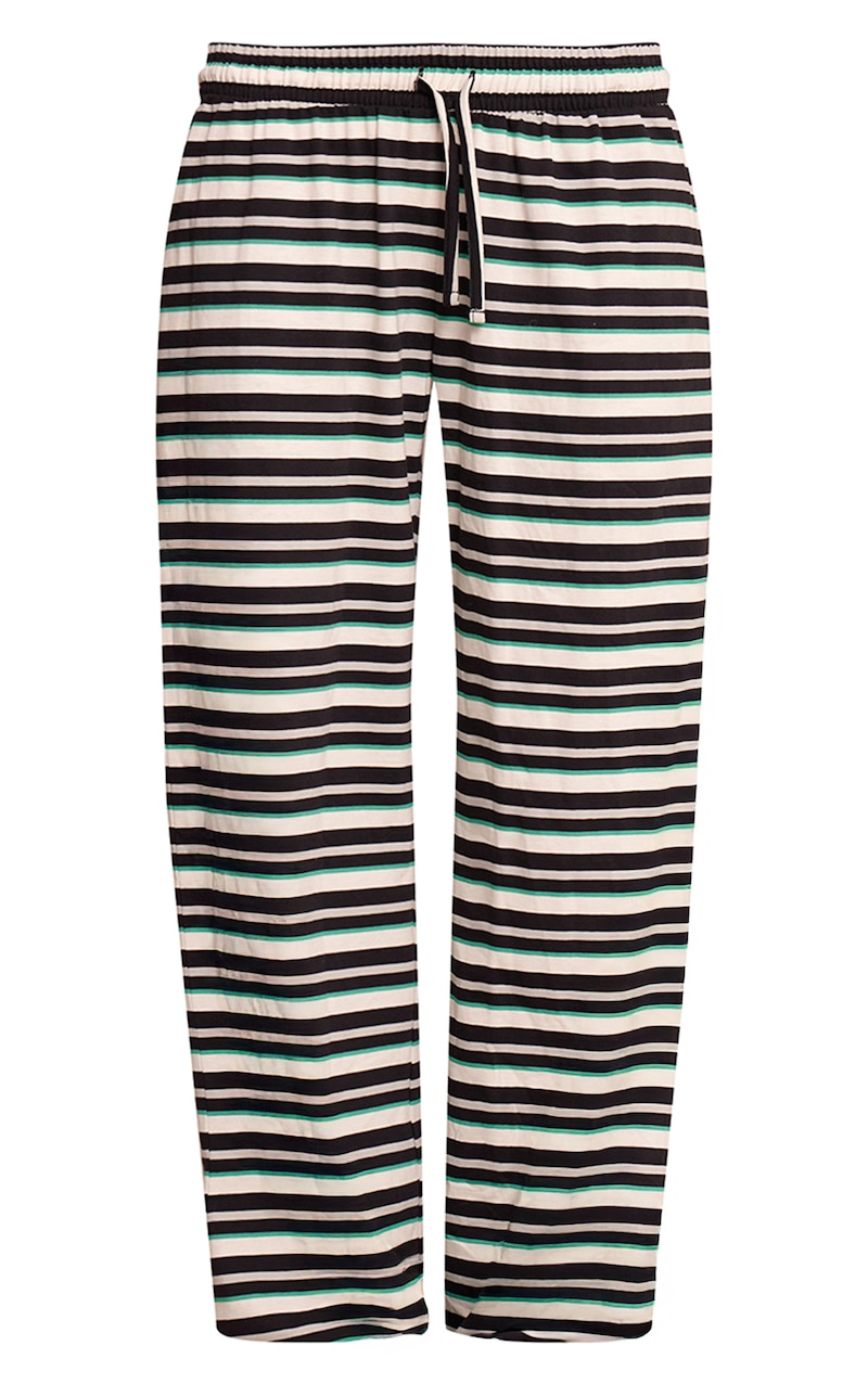 Black Stripe Wide Leg Drawstring Trousers | Co-ords | PLT