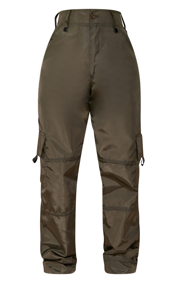 Petite Khaki Shell Straight Cargo Pocket Joggers | PrettyLittleThing AUS