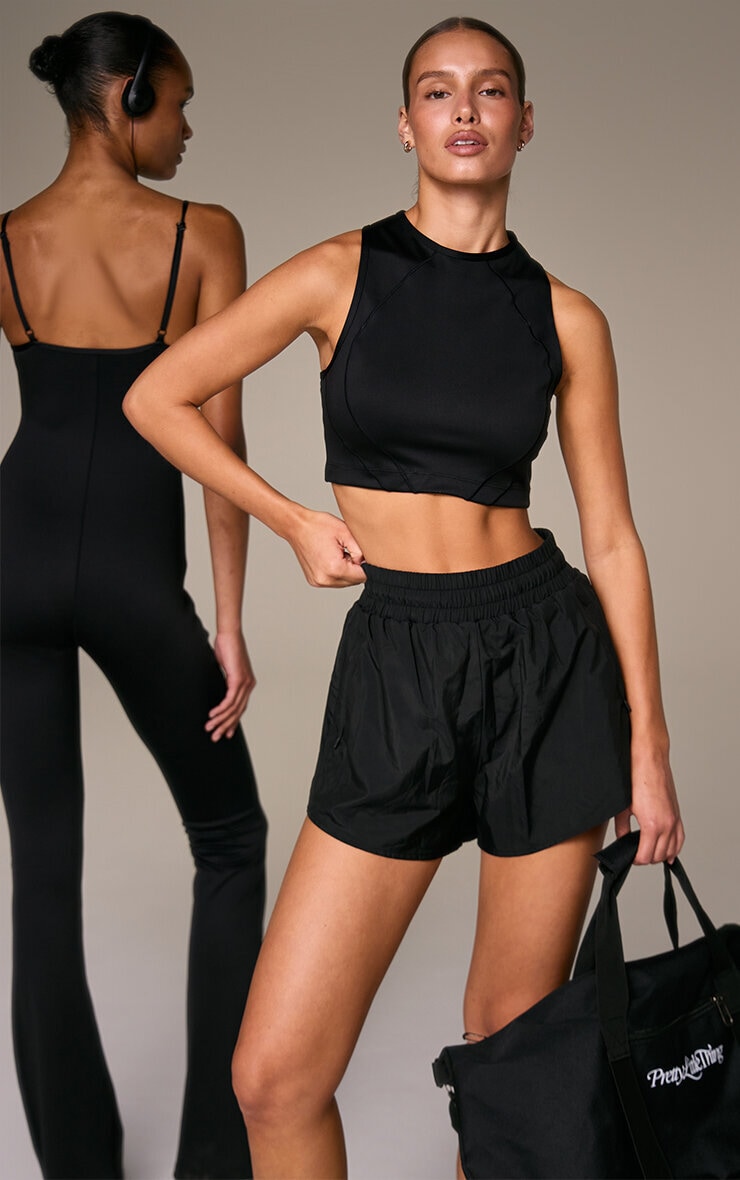 Black Ultimate Seam Detail Racer Top | Athleisure | PLT