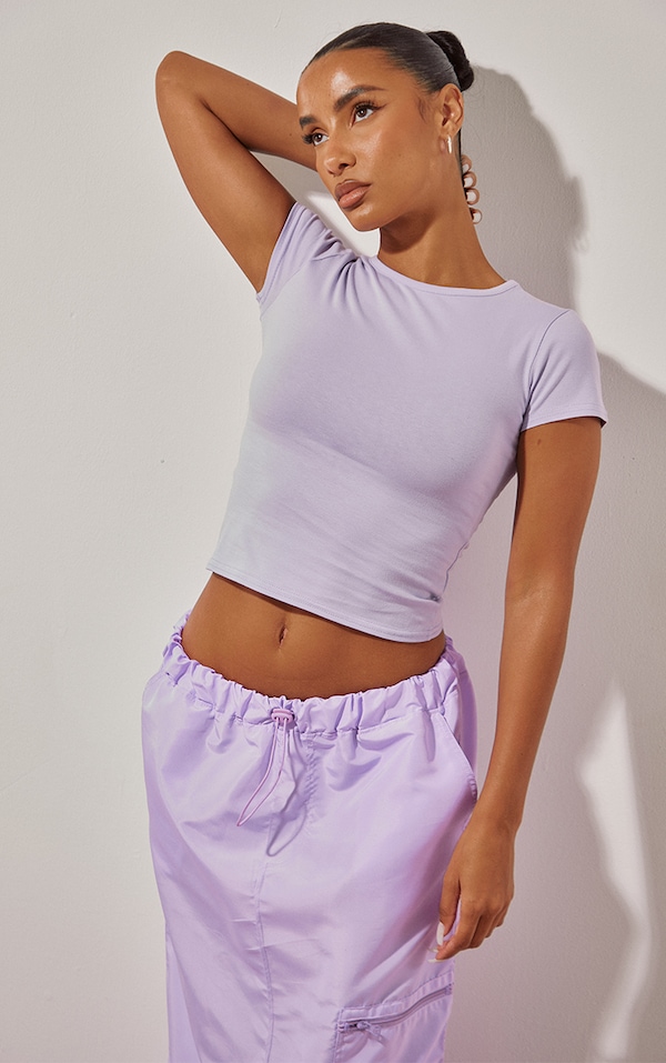 Lilac Basic Cotton Short Sleeve T Shirt | Tops | PrettyLittleThing USA