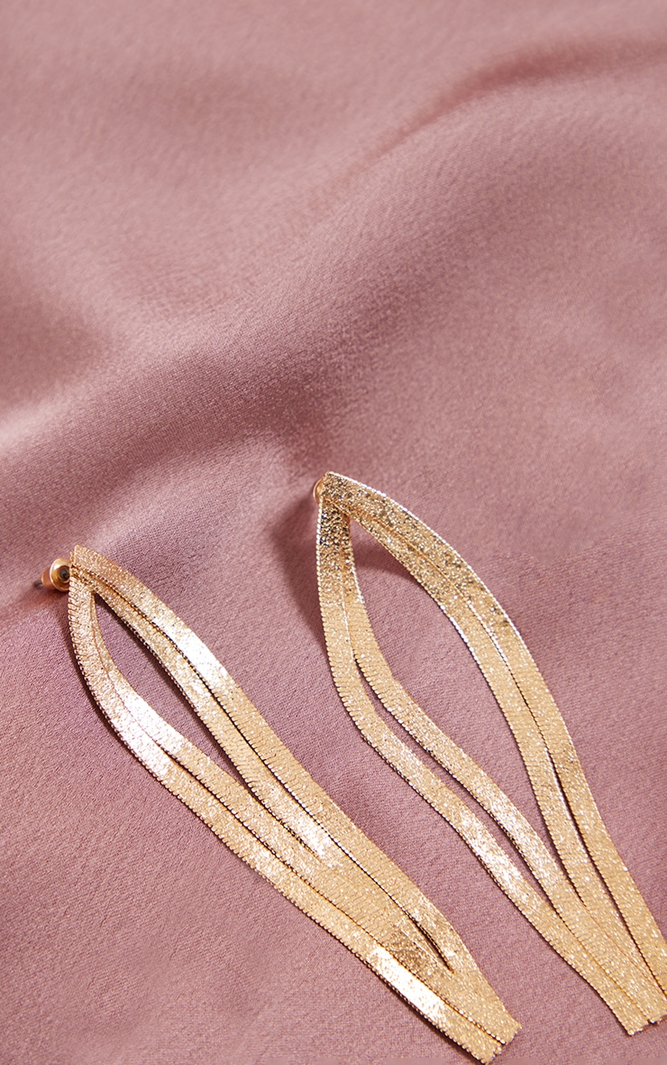 Gold Textured Snake Drop Earrings | Accessories | PrettyLittleThing AUS