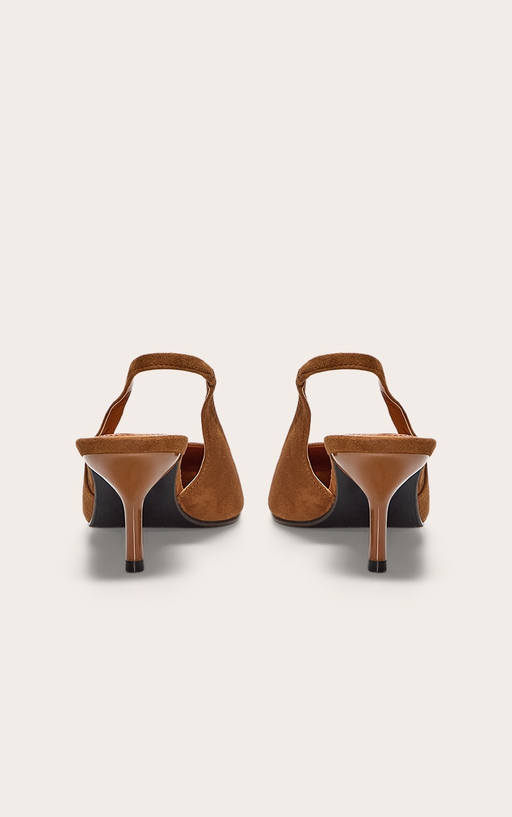 Tan Point Toe Sling Back Mid Heeled Courts | Footwear | PLT