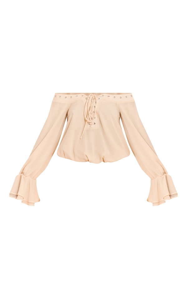 Cream Lace Up Front Bardot Top | Co-ords | PLT