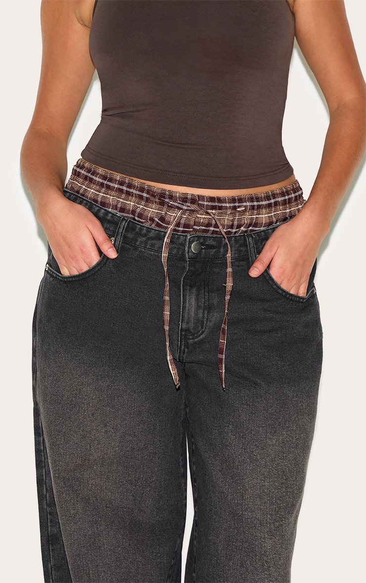 Plus Black Denim Double Layered Boxer Boyfriend Jeans | Plus Size | PLT USA