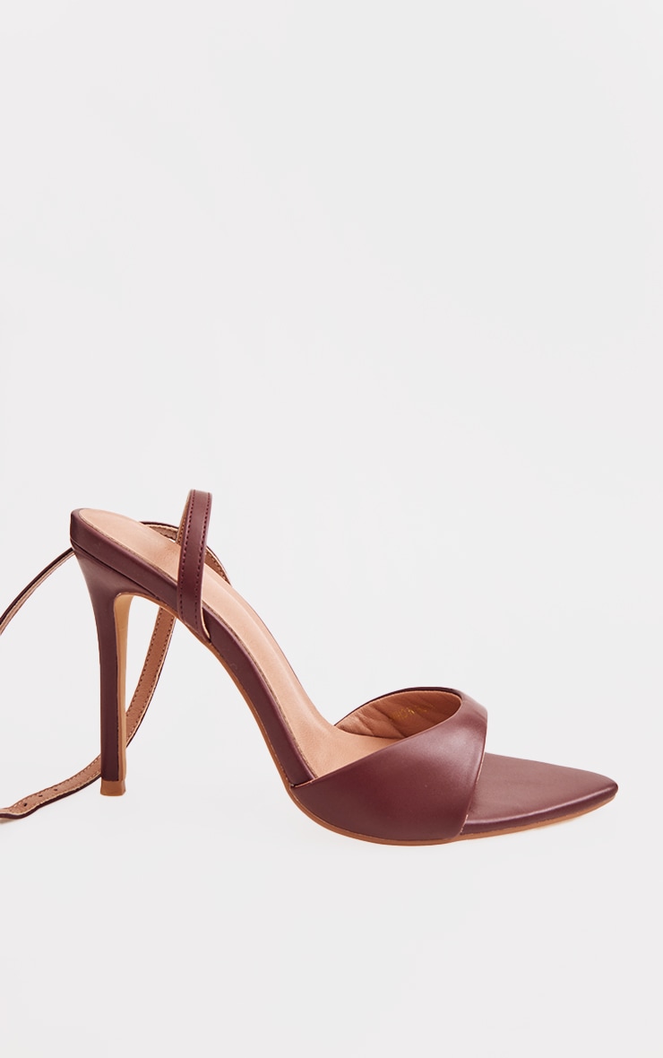 Plum PU Point Toe High Stiletto Heeled Sandals | Footwear | PLT
