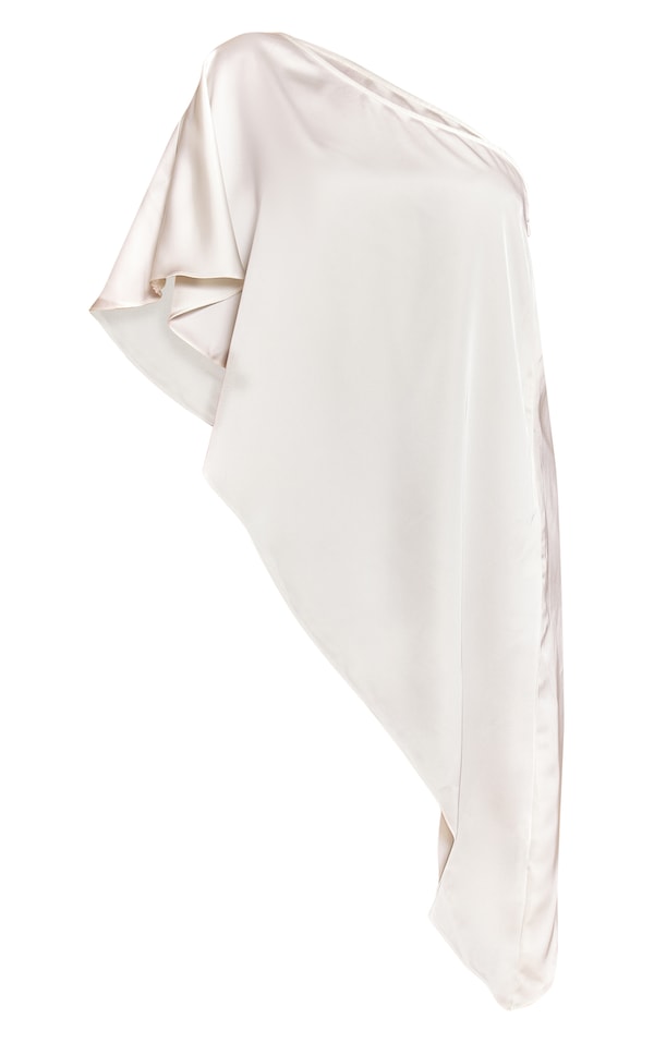 Cream Satin Floaty Long Top | Tops | PLT USA