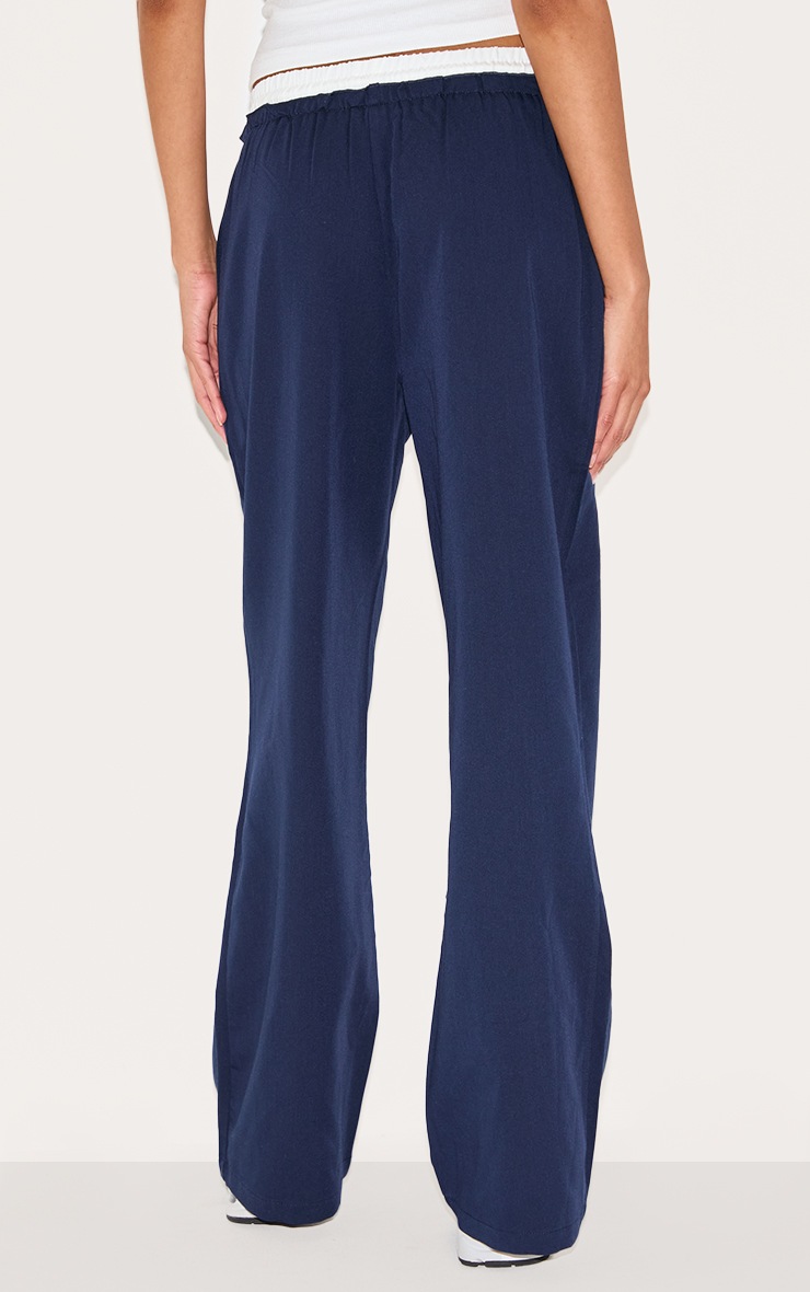 Navy Boxer Detail Drawstring Waist Trousers | Bottoms | PrettyLittleThing