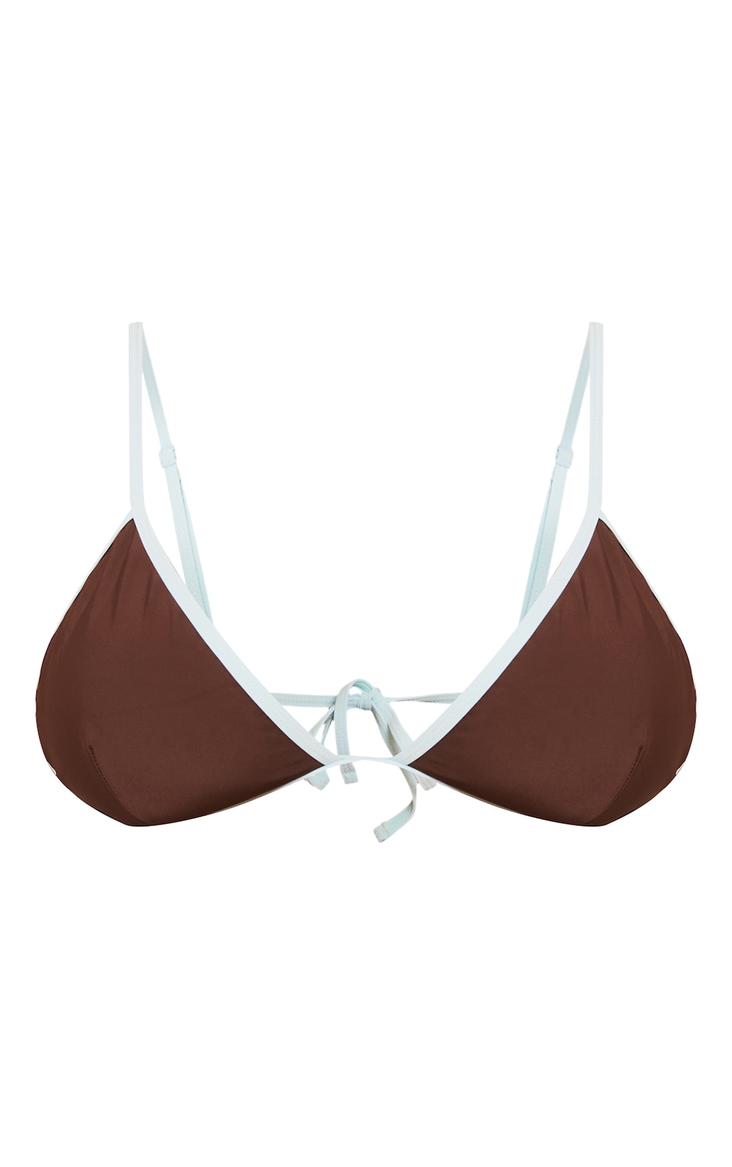 Plus Chocolate Triangle Contrast Binding Bikini Top | Plus Size | PLT