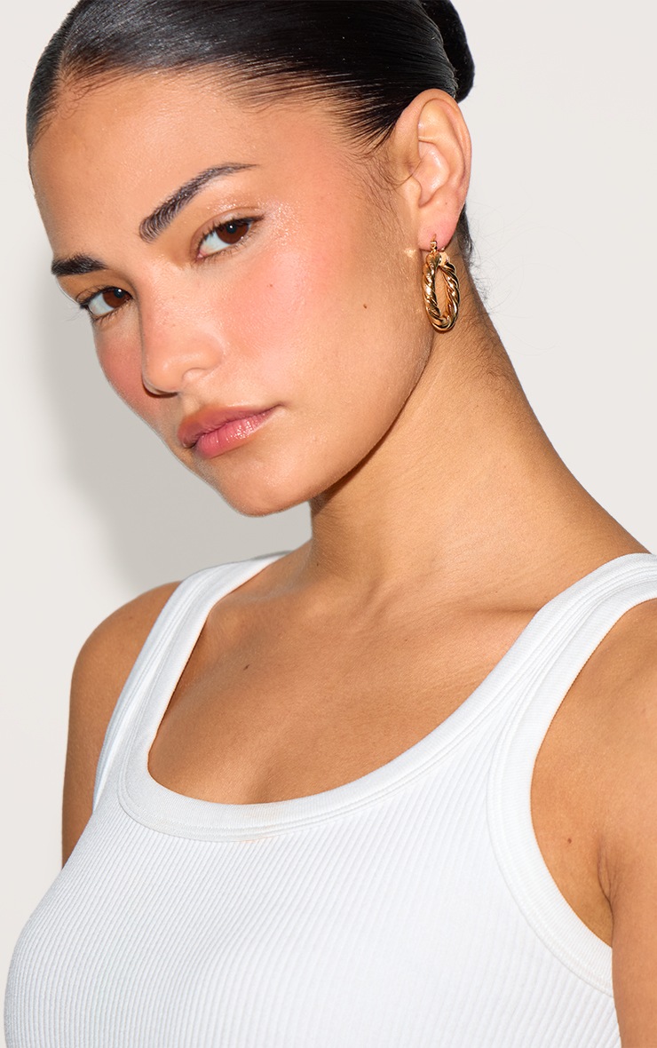 Gold Rope Twist Textured Hoop Earrings | Accessories | PLT