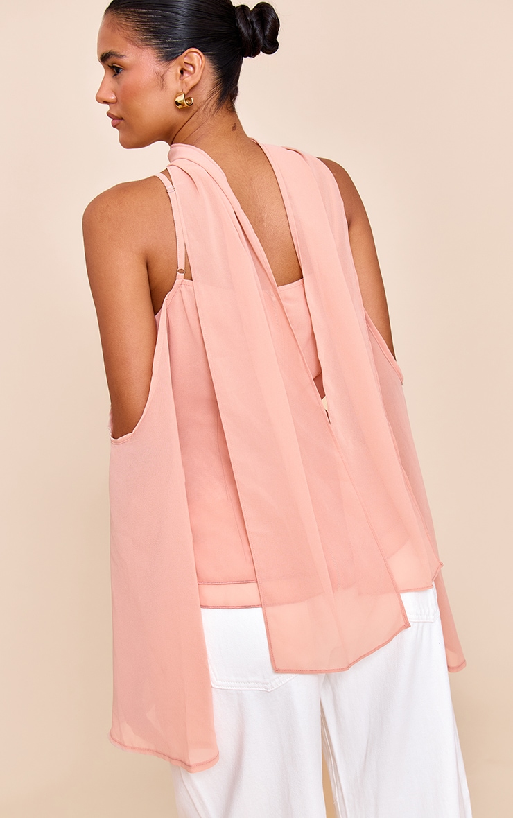 Mauve Chiffon Drape Scarf Long Top | Tops | PLT