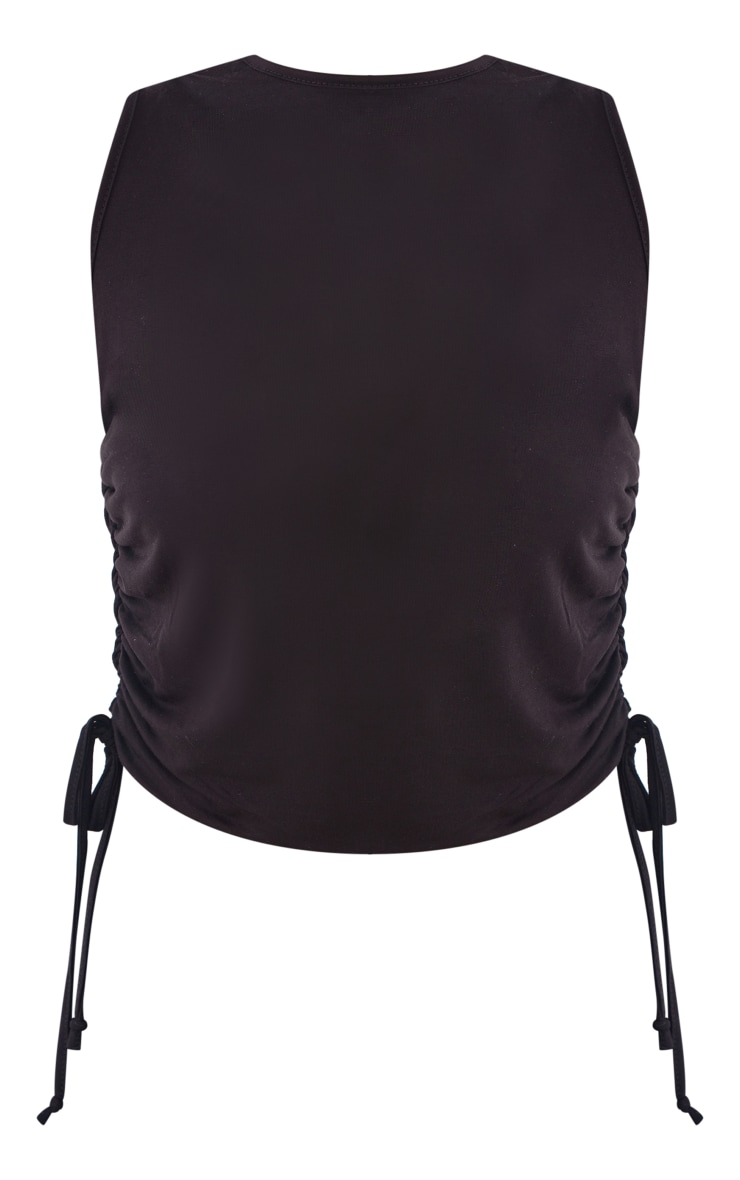 Black Jersey Ruched Side Sleeveless Crop Top | PrettyLittleThing USA