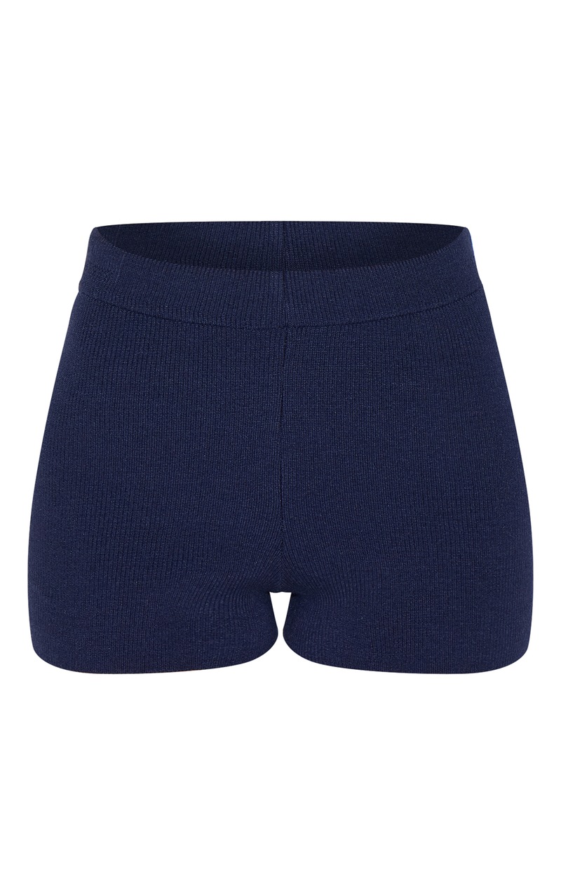 Navy Compact Knitted Mini Short | Knitwear | PrettyLittleThing CA