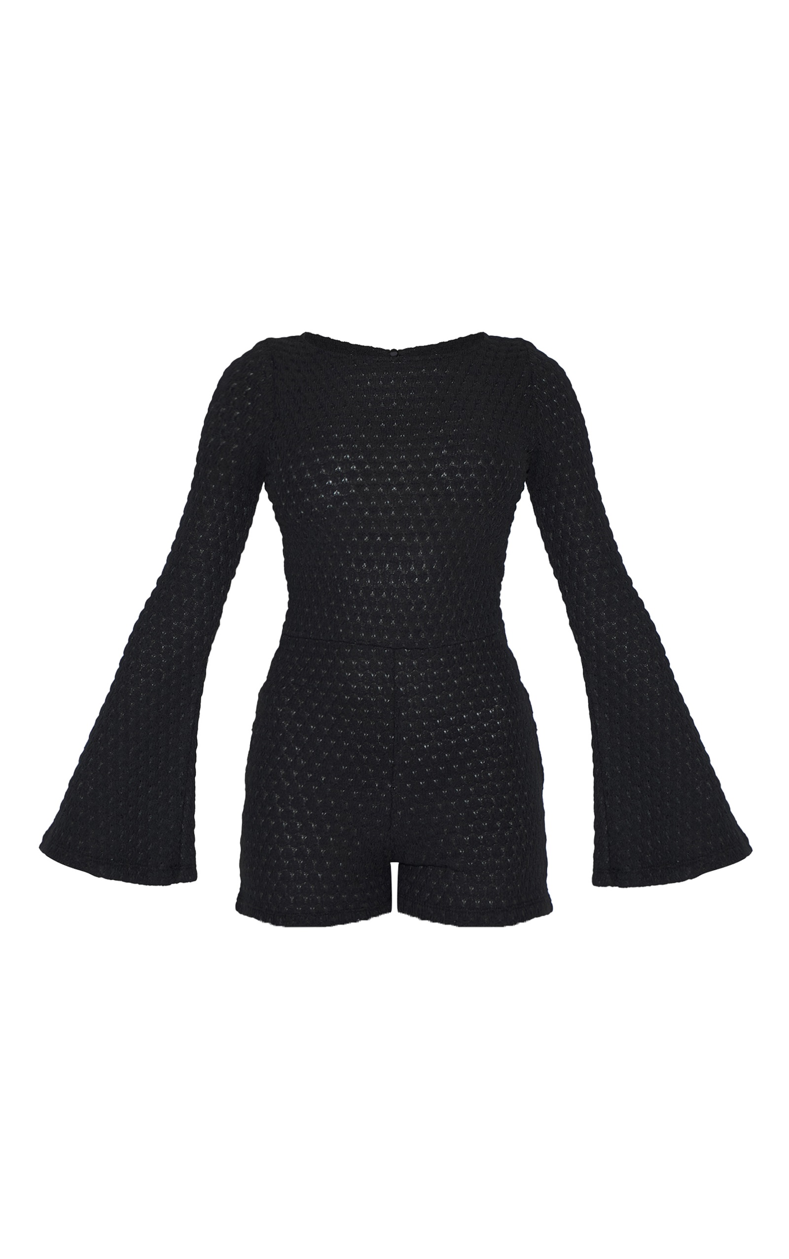 Petite Black Textured Jersey Long Sleeve Unitard | Petite | PLT USA