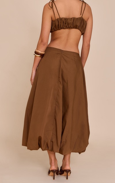 Chestnut Poplin Low Rise Maxi Puff Ball Skirt | Co-ords | PrettyLittleThing