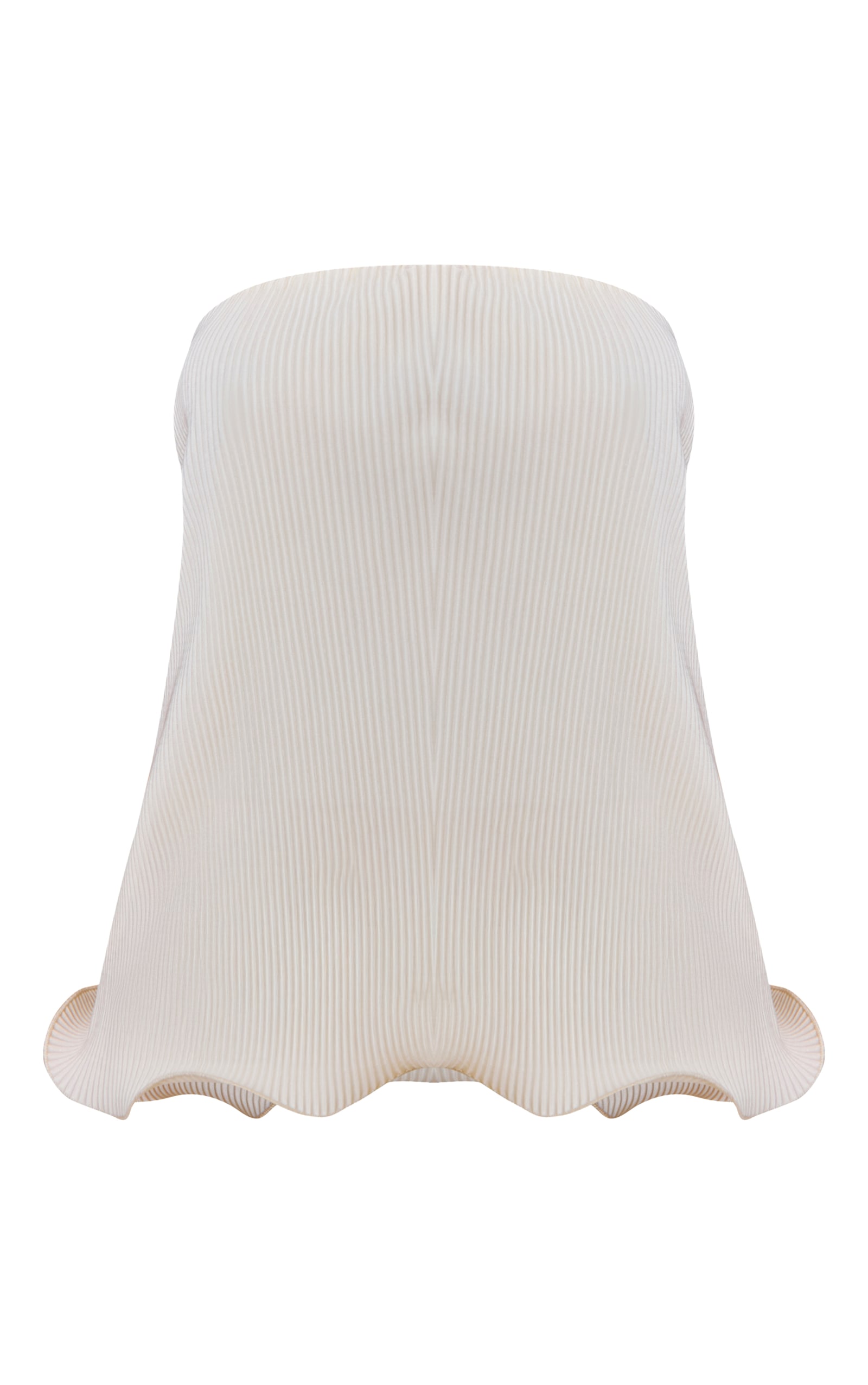 Petite Cream Plisse Frilled Edge Bandeau Top | Petite | PLT USA