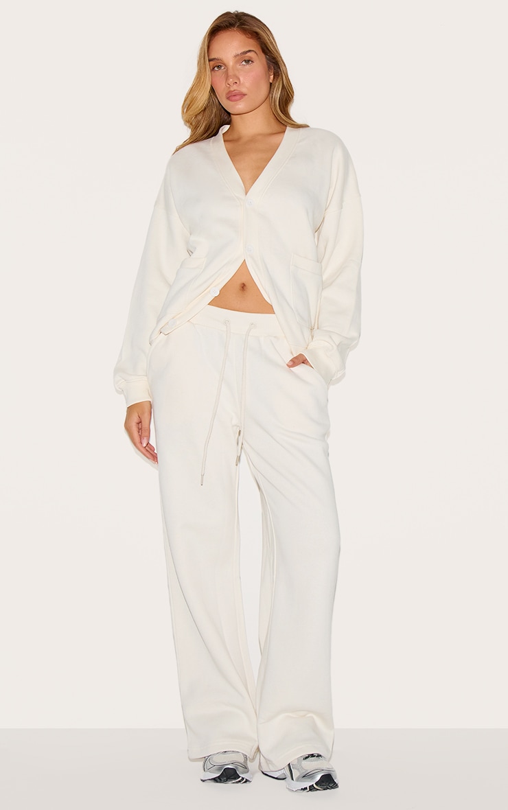 Cream Button Front Pocket Sweat Cardigan | Sweat | PrettyLittleThing