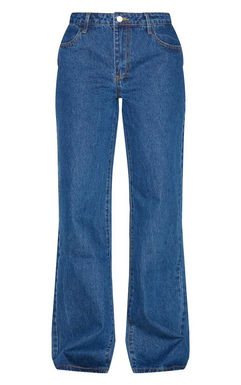 Dark Blue Mid Waist Straight Leg Jeans | Denim | PLT IRE