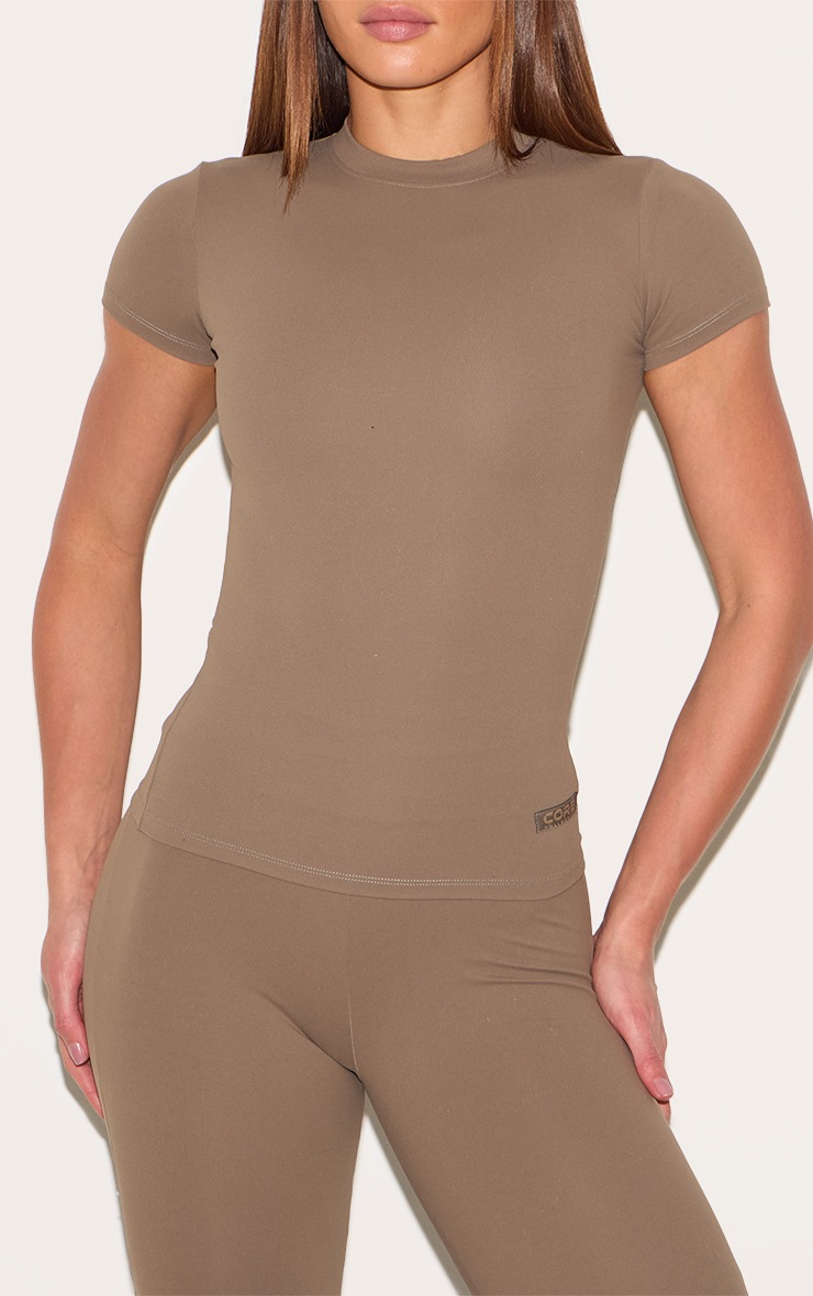 Tall Mocha Core Collection Tab Snatched Sculpt T Shirt | Tall ...