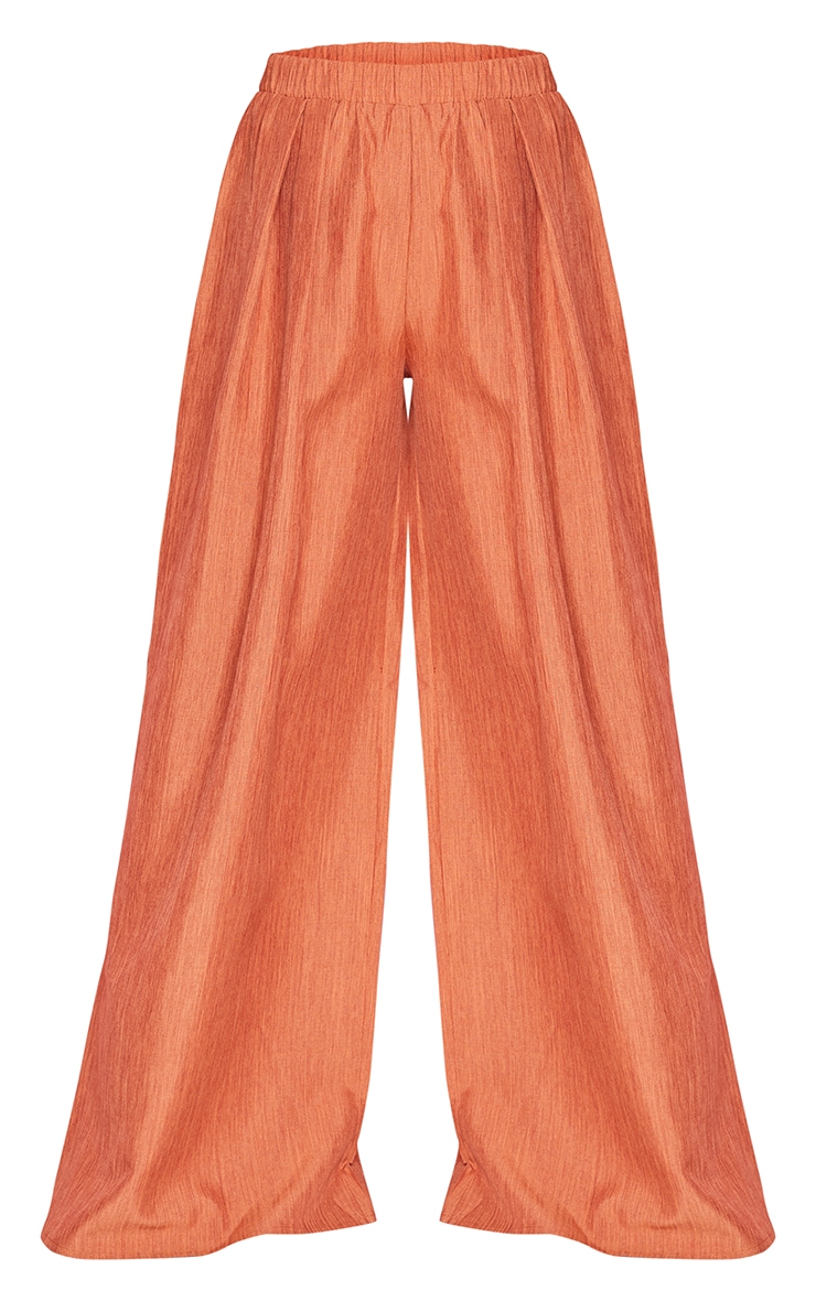 Rust Linen Detail Wide Leg Pants | Bottoms | PLT USA