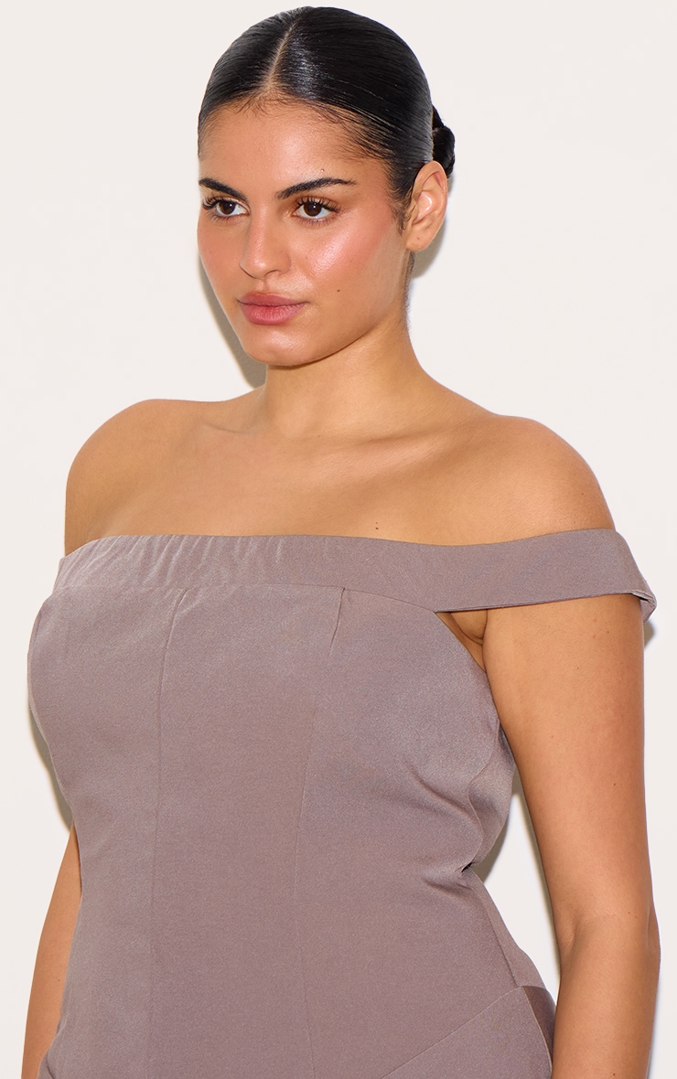 Plus Mushroom Structured Bardot V Waist Maxi Dress | Plus Size | PLT