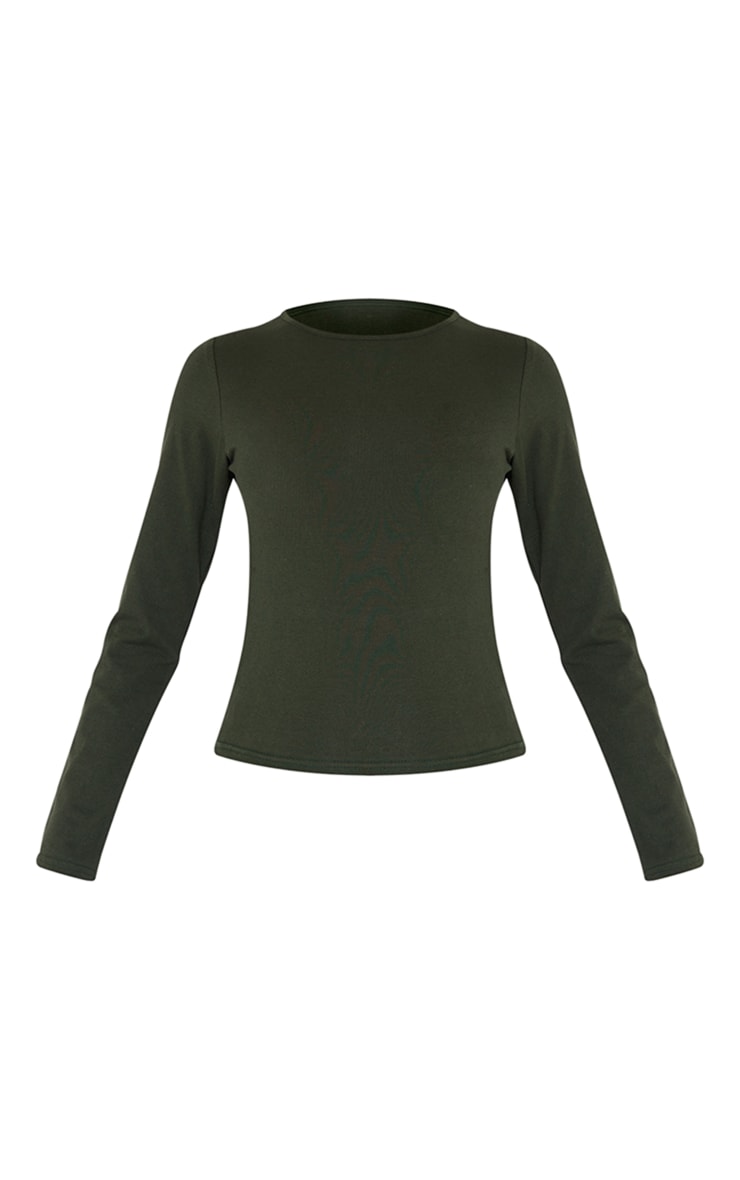 Pine Green Cotton Long Sleeve Top | Tops | PrettyLittleThing