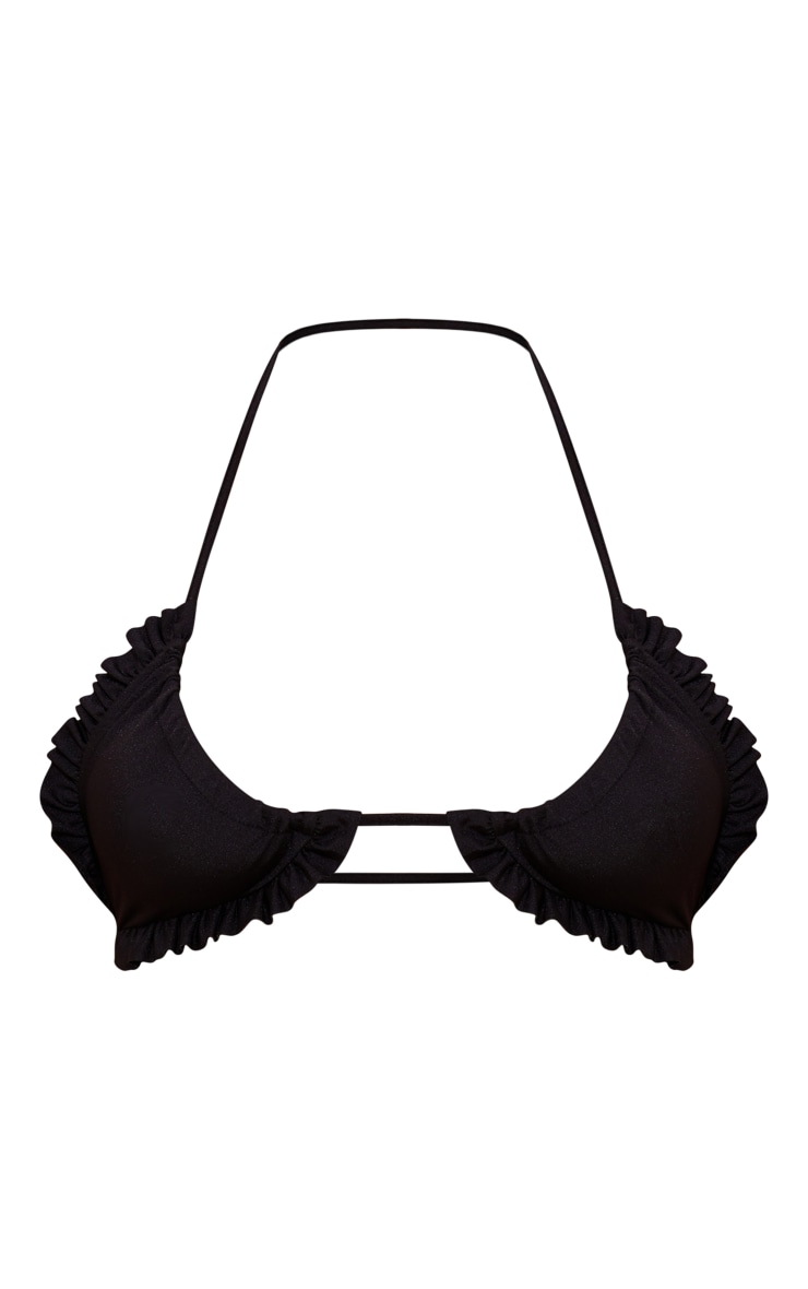 Plus Black Ruffle Triangle Bikini Top | PrettyLittleThing