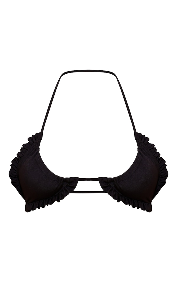 Plus Black Ruffle Triangle Bikini Top | Plus Size | PLT