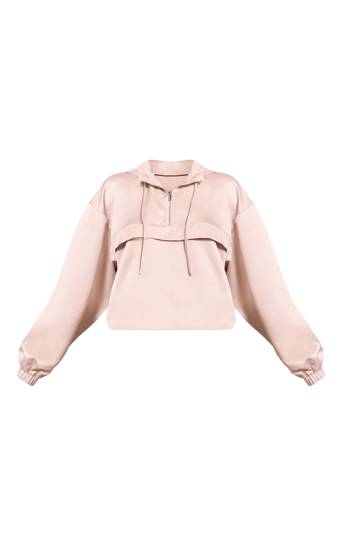 Oyster Satin Zip Up Hooded Pullover Jacket | Co-ords ...