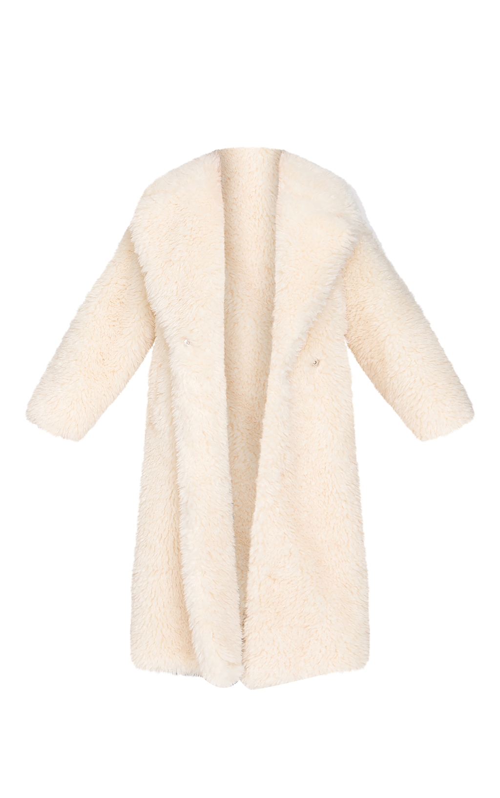 Petite Cream Shaggy Faux Fur Longline Coat | Petite | PLT