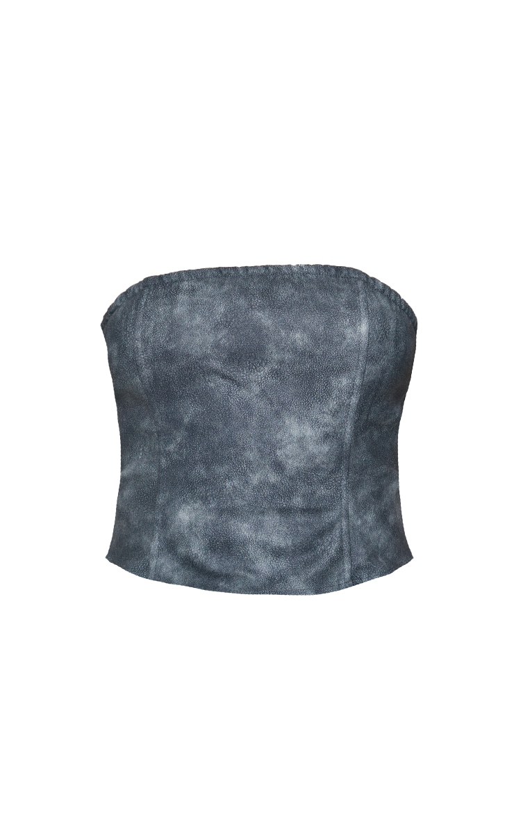 Corset bustier en similicuir texturé gris | PrettyLittleThing FR