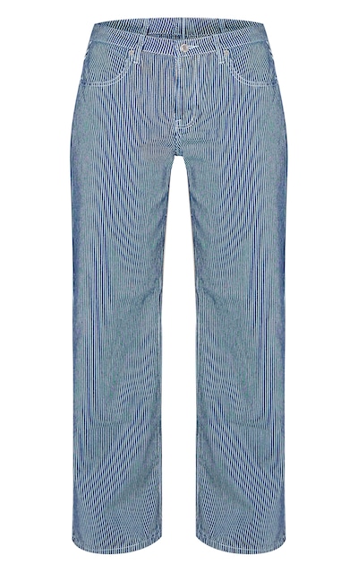 Navy Striped Low Rise Wide Leg Jeans | Denim | PLT