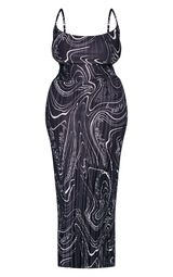 Plus Black Swirl Plisse Cowl Neck Maxi Dress | Plus Size | PLT USA