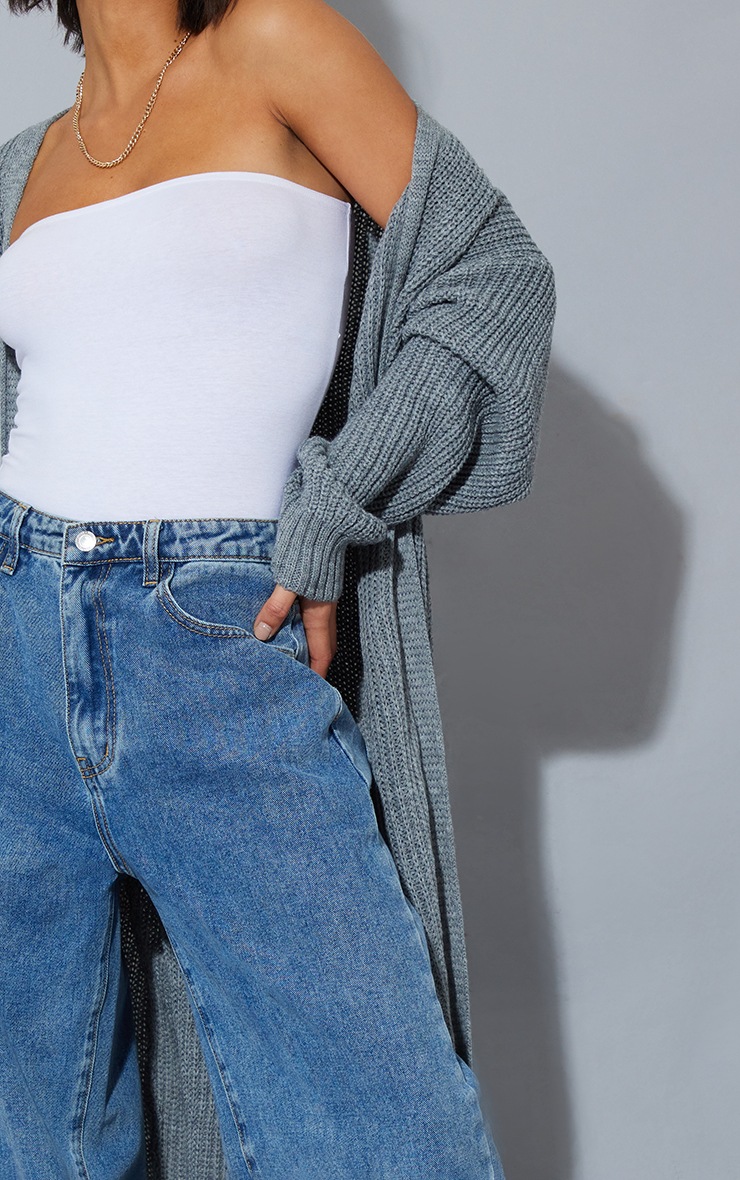 Light Grey Maxi Knit Cardigan | Knitwear | PrettyLittleThing USA