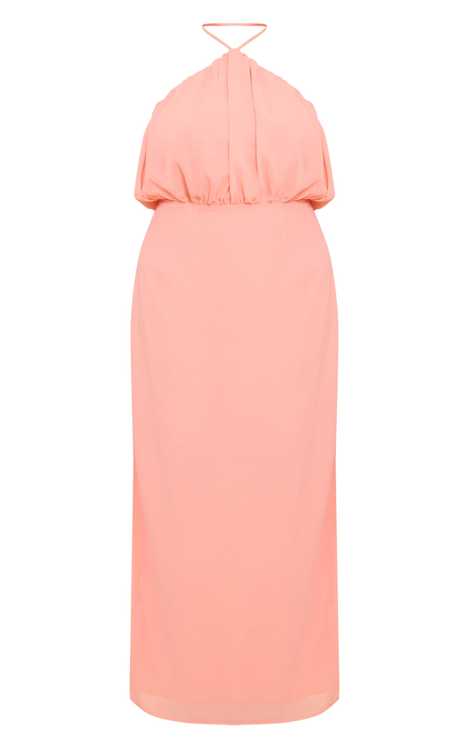 Plus Peach Chiffon Halter Neck Maxi Dress | Plus Size | PLT