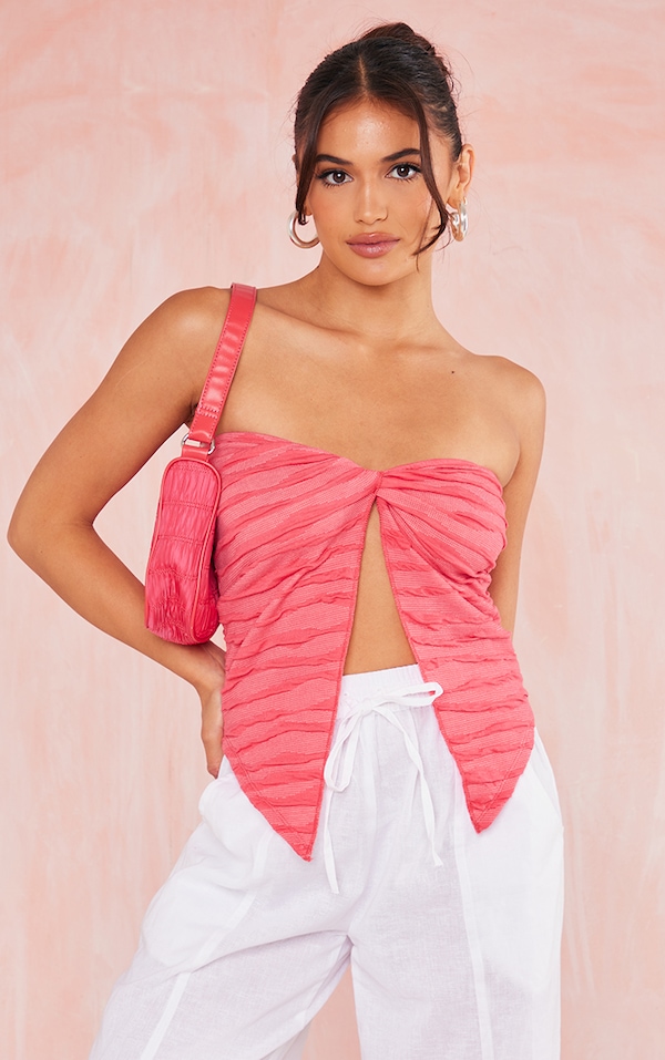Hot Pink Textured Jersey Bandeau | Tops | PLT