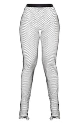 Black Mesh Diamante Wide Leg Pants | Bottoms | PrettyLittleThing USA