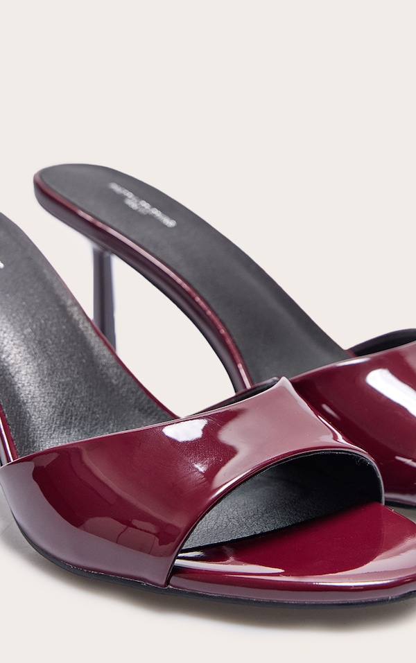 Wide Fit Burgundy Mid Stiletto Heeled Mules | Footwear | PLT