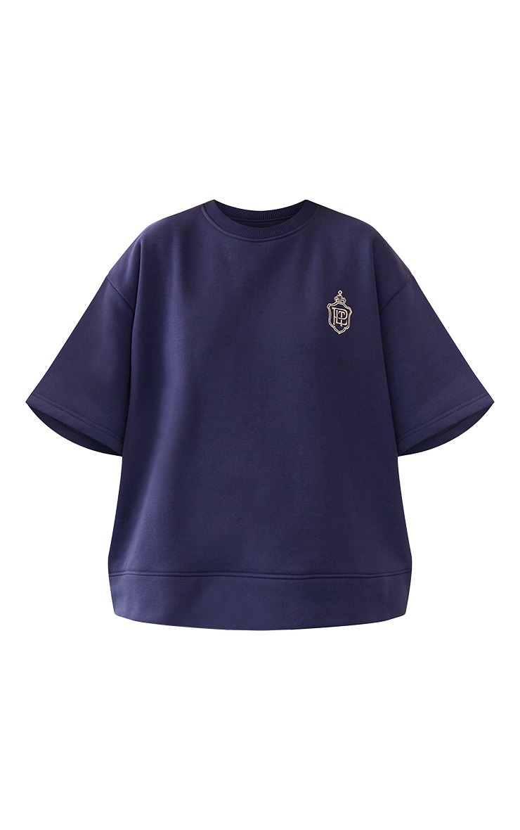 Navy Embroidered Sweat Tee | Athleisure | PLT