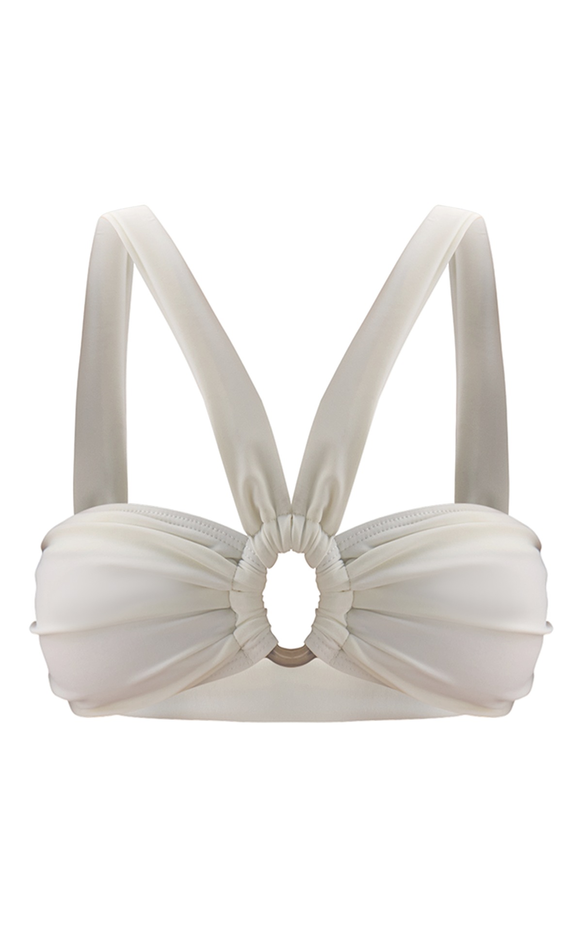 Cream O Ring Ruched Bikini Top | Swimwear | PrettyLittleThing USA