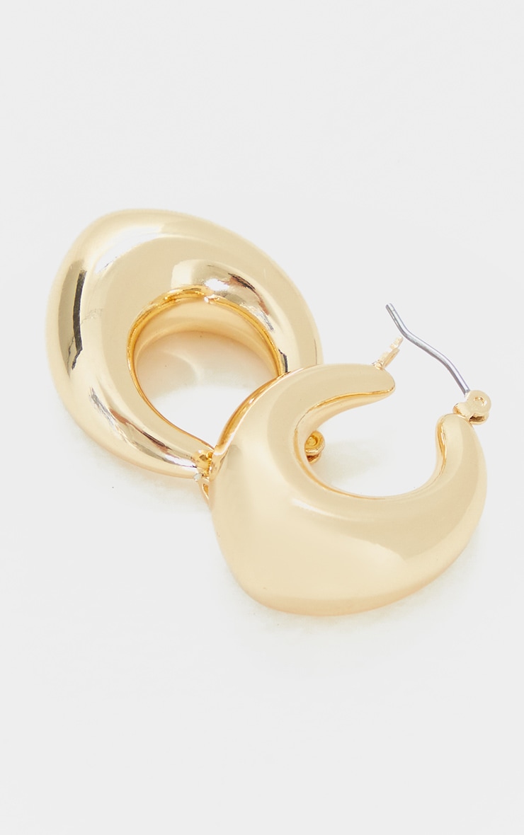 Gold Oval Chunky Hoop Earrings Accessories Prettylittlething Aus