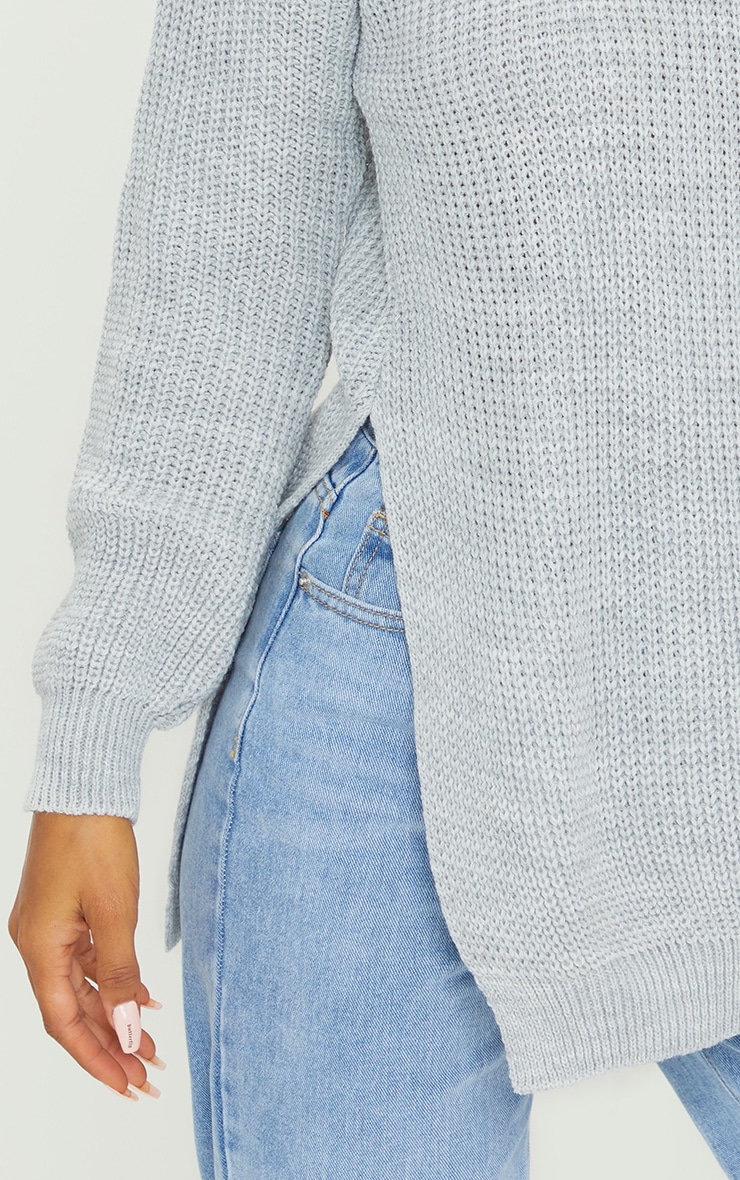 Rexx Grey Round Neck Side Split Jumper | PrettyLittleThing