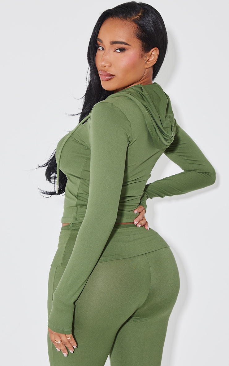 Shape Khaki Sculpted Zip Through Hoodie | Shape | PLT