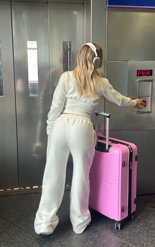 Cream Mid Rise Wide Leg Sweatpants | Athleisure | PLT USA